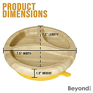 Abiie Octopod Bamboo Dish - Kids Plates for 4 months and up, 3-Compartment Baby Plates with Suction, Round Bamboo Baby Plate, Mess-Free Toddler Suction Plates, Baby Feeding Supplies, 7.5 x 7.5 x 1.9in