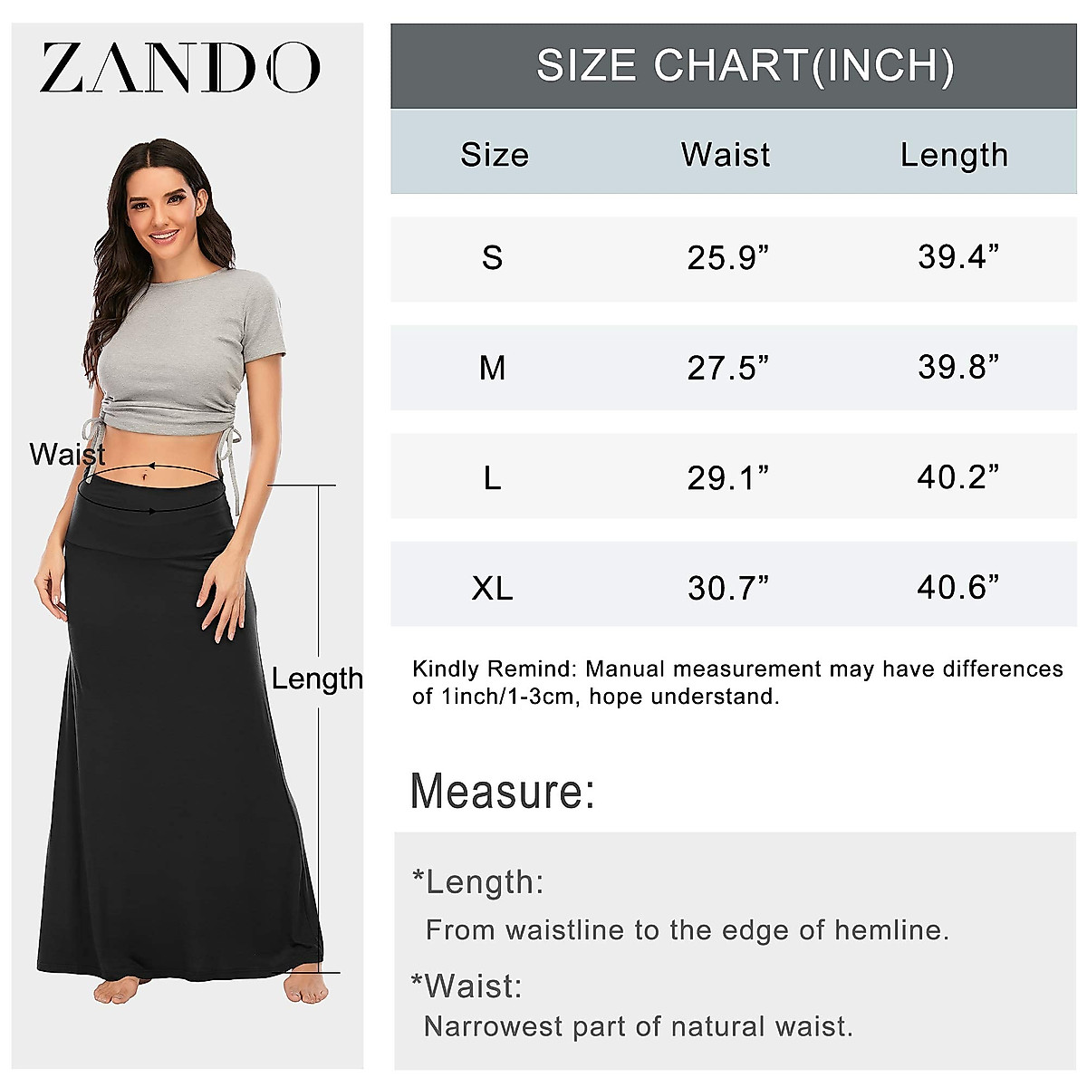 Zando Long Skirts for Women High Waisted Maxi Skirt Casual Trendy Dresses Fold-Over Workout Stretchy Flared Flower Skirt for Girls Geometric Stripe Medium