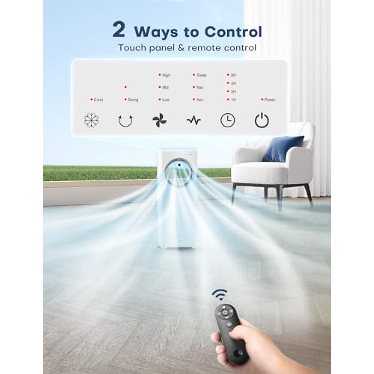 BALKO 3 IN 1 Portable Air Conditioners, 32 INCH Evaporative Air Cooler for Room w/Sleep/Natural/Normal Mode, 3 Speeds, Remote & 1-8H Timer for Auto-Off, 1 Gal Water Tank, Swamp Cooler Bedroom Indoor