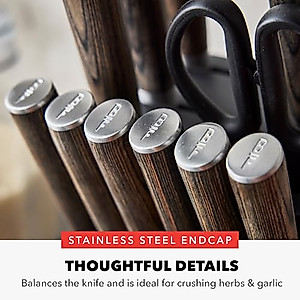 GreenPan x Bobby Flay 13 Piece Stainless Steel Cutlery Kitchen Knife Block Set, Premium Stainless Steel Blades, Acacia Wood Knife Block, Hand Finished Wood Handle, Damascus Steel Design