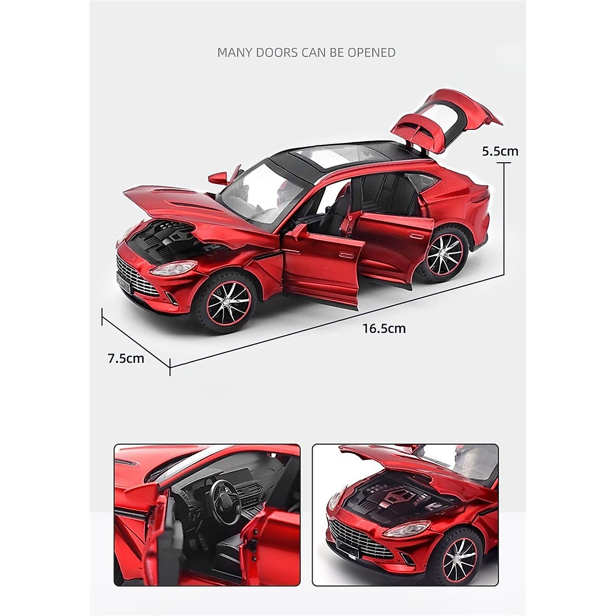 RCWEER Scale Vehicles Model Alloy Diecasts & Toy Vehicles Metal Toy Car Model Sound and Light Collection Kids Toy 1/32 for Aston Martin for DBX 707 (Color : Green)