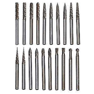 20pcs Solid Carbide Burr Set, 1/8 Shank Double Cut Tungsten Carbide Roary Files Burrs for Rotary Drill Die Grinder Woodworking,Engraving,Drilling,Carving by YEEZUGO