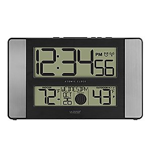 La Crosse Technology 513-1417AL-INT Atomic Clock w Outdoor Temp, Grey/Black