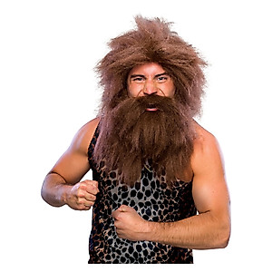 Rubie's mens Characters Caveman Beard and Set Wig, Brown, One Size Party Supplies, Brown, One Size US