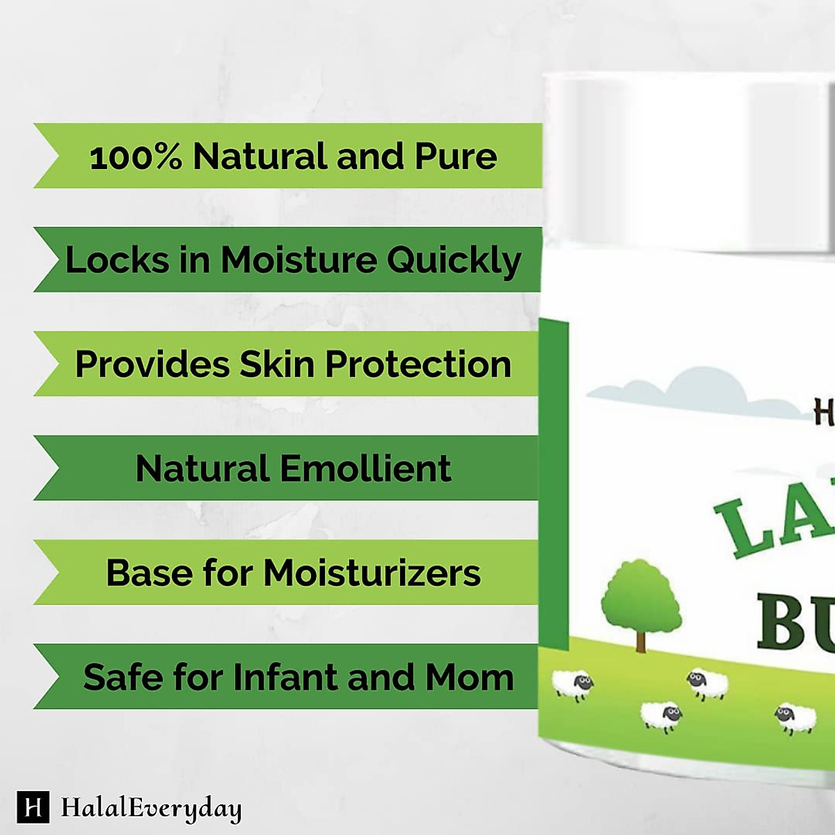 Lanolin (Anhydrous) - Ultra Refined Butter - Use for Lotion, Cream, Lip Balm, Oil, Stick, or Body Butter 4oz - Natural Nipple cream - lip balm By HalalEveryday®