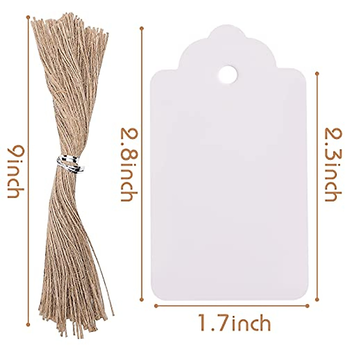 Paper Tags Gift Hang Tags with String 200pcs White