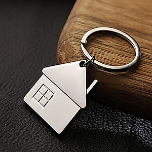 IKAAR Key Cahin Cute Cartoon House with Window keychain Mental Keyring for Men and Women Gift Silver