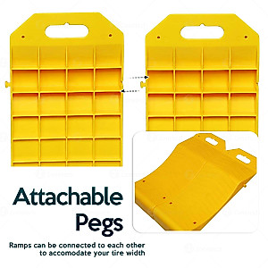 ZONETECH Tire Saver Ramps Premium Quality Portable Highly Visible Yellow Tire Cradle Vehicle Travel Ramps for Storage-Flat Spot and Flat Tire Prevention (4-Pack)