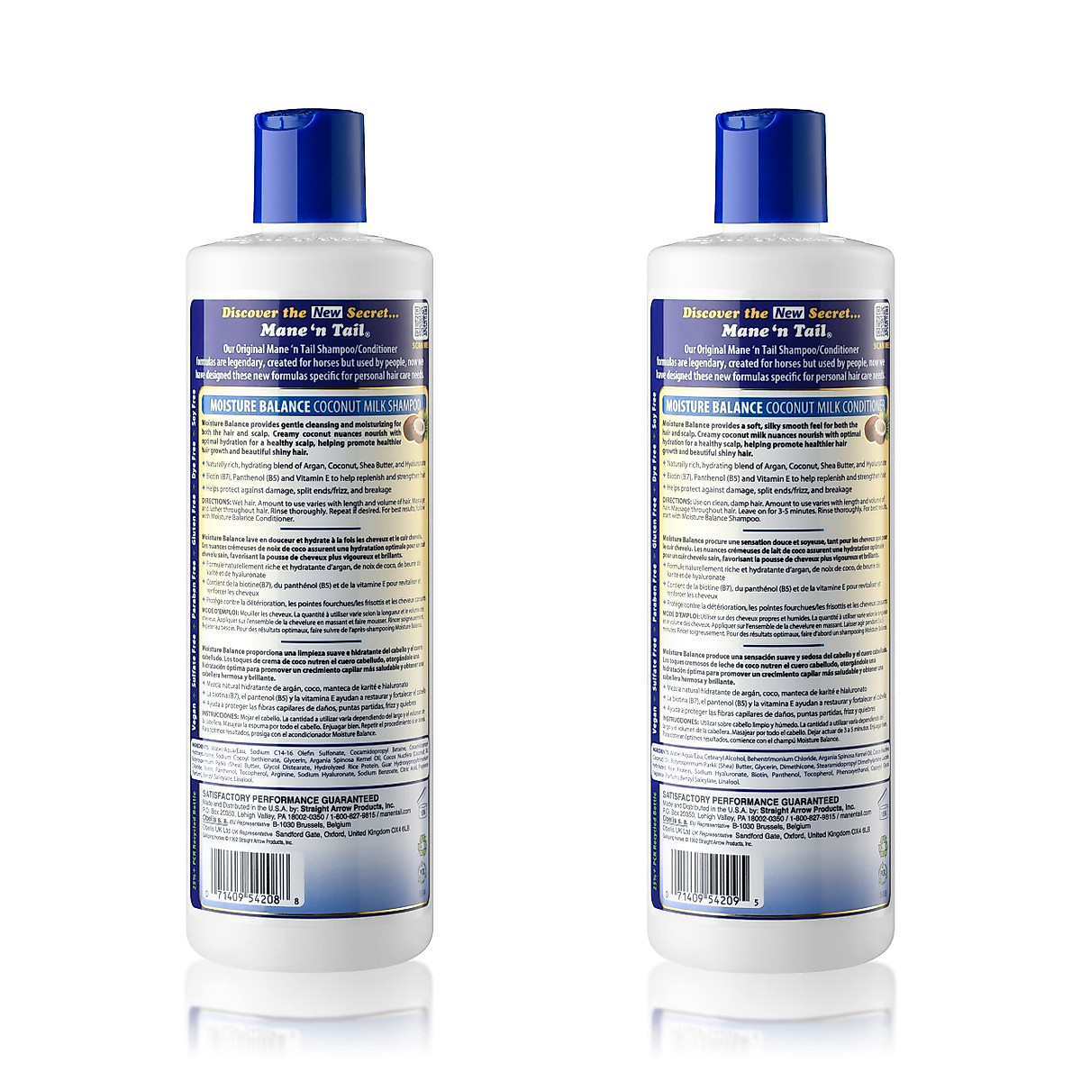 Mane 'n Tail: Moisture Balance Shampoo & Conditioner Coconut Milk & Biotin (20 Oz Each)