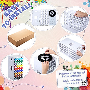 Hicarer 2 Pcs 72 Holes Craft Paint Storage Rack Spinning Paint Organizer Tower Vertical Paint Rack Stand Compatible with Apple Barrel Compatible with Folkart, 2oz Craft Paints Art Supplies