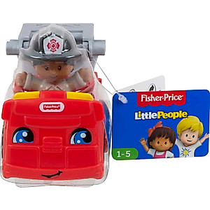 Fisher-Price Little People Toddler Toy to The Rescue Fire Truck Push Along Vehicle with Firefighter Figure for Ages 1+ Years