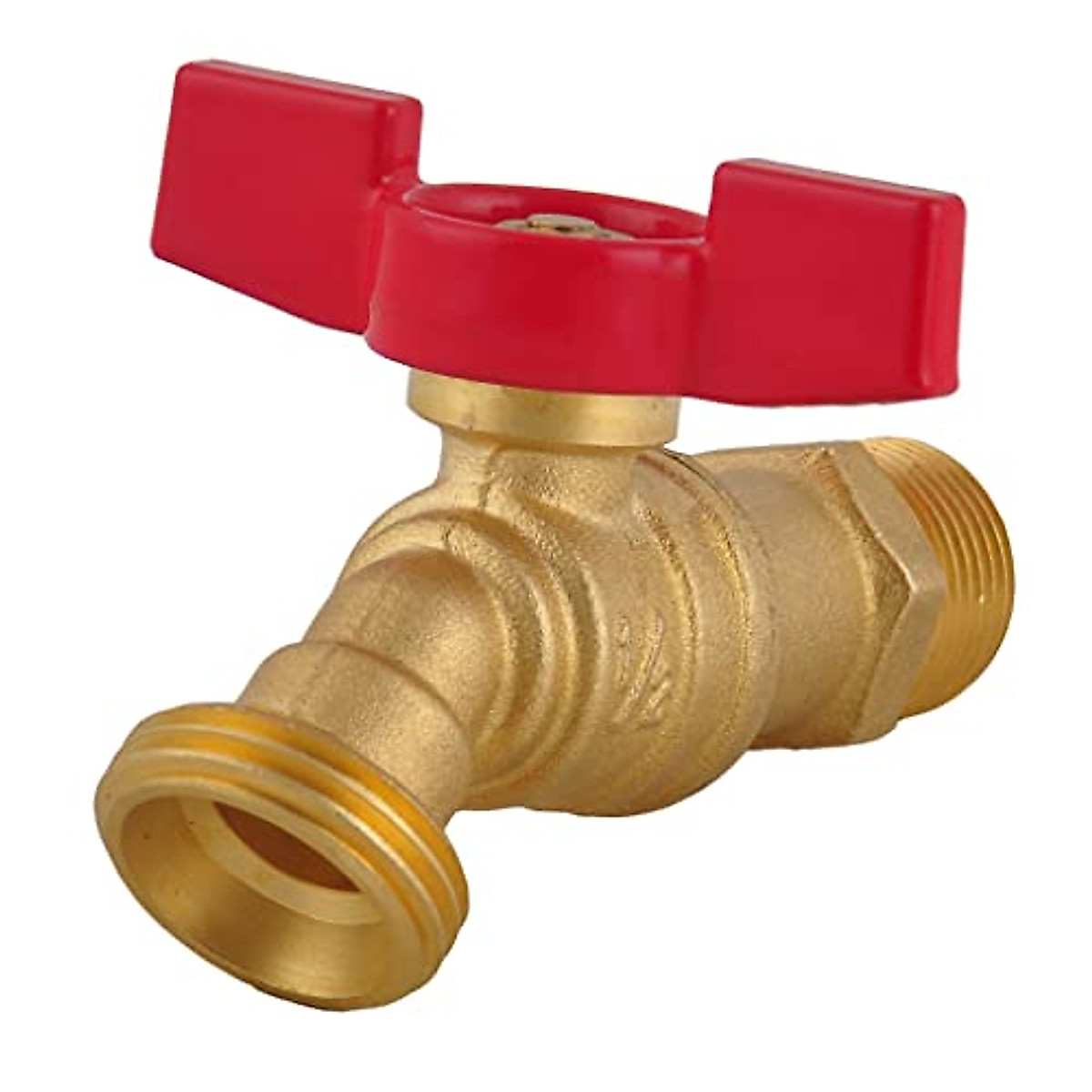 LD Longda Male Hose Bibb 1/2" MIP × 3/4" MHT with 1/4-Turn Water Hose Shut Off Valve, Hreaded Garden Hose Outlet Ideal for Gardens, patios, Boiler Drain (1-Pack)
