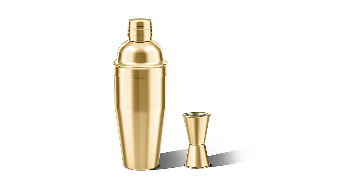 LUCKYGOOBO Gold Cocktail Shaker Set with Jigger - 24oz Bar Kit