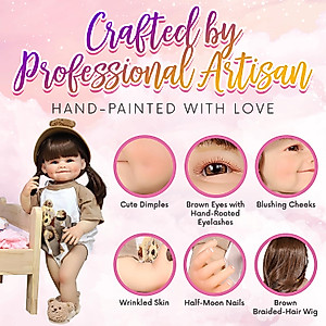 DOLLHOOD Reborn Baby Dolls - 18-Inch Lifelike Realistic Full Realistic Vinyl Silicone Baby doll with Movable Arms and Legs Complete with Accessories Comes with a Birth CertitGreat Gift for Kids