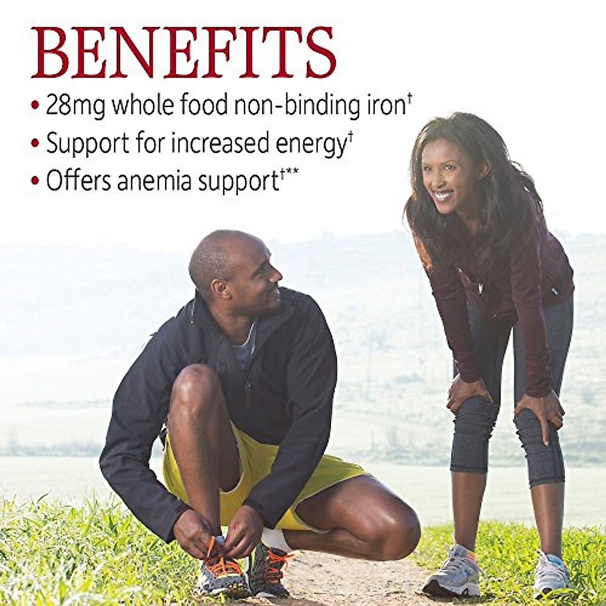 Garden of Life Vitamin Code Iron Supplement, Healthy Blood - 60 Vegan Capsules, 28g Iron, Vitamins B, C, Trace Minerals, Fruit Veggies, Probiotics - Iron Supplements for Women Energy, Anemia Support