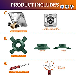 Camping Propane Stove, Single Burner Propane Stove, Portable Bottletop Backpacking Stove,10000BTU Camp Gas Stove kit for Outdoor Cooking, include a USB Windproof Ligther (Fuel not included)