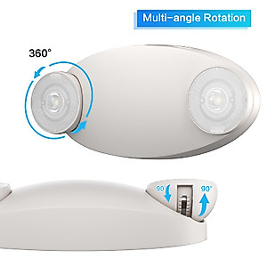 SPECTSUN 1 Pack LED Emergency Light with Battery Backup-Adjustable 2 LED Bug Eye Head Emergency Lighting -UL Certified 120-220VAC Emergency Exit Lighting Fixtures for Business/Home.