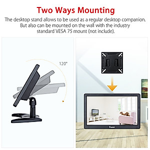 Eyoyo 12 inch HD 1920x1080 IPS LCD HDMI Monitor Screen Input Audio Video Display with BNC Cable for PC Computer Camera DVD Security CCTV DVR Home Office Surveillance