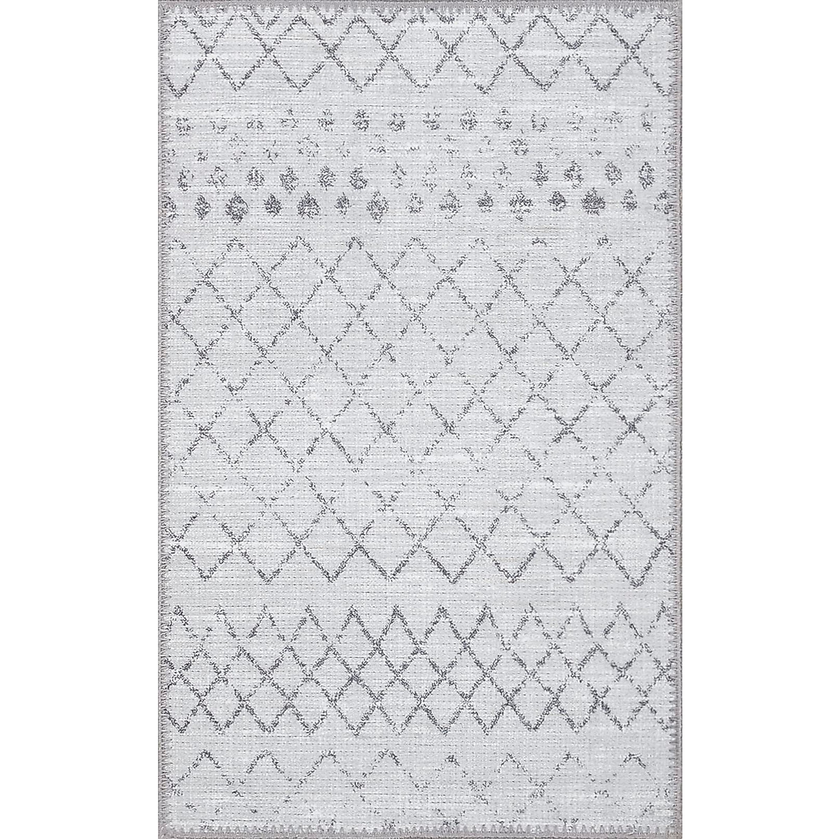GLN Rugs Contemporary Collection - Machine Washable Modern Area Rug, Contemporary Washable Rug, Non Slip Area Rug, Abstract Living Room Rug, Bedroom Rug, Bathroom Rug (2'x3' Gray Rug)