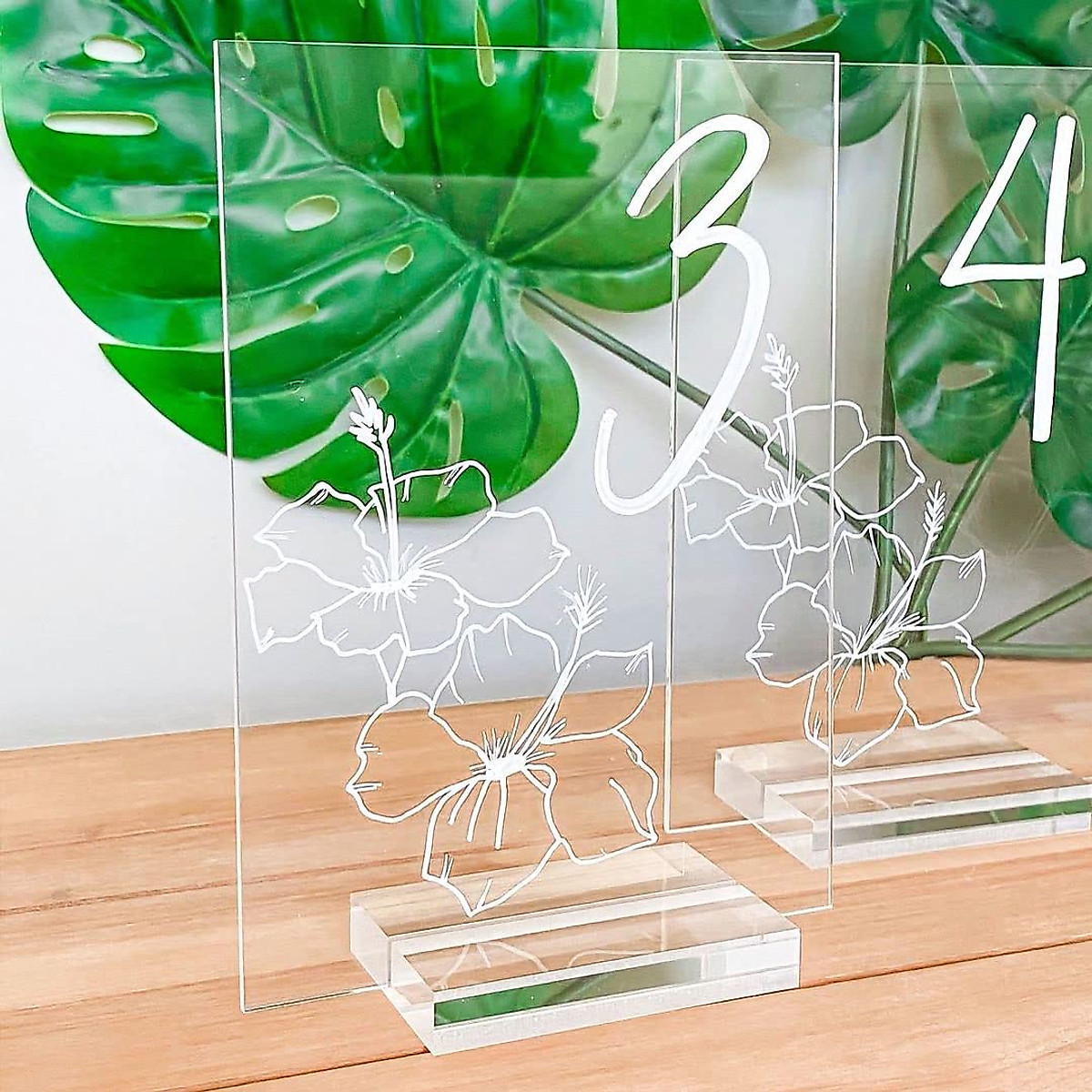 JINMURY 3" Clear Acrylic Sign Holder Stand-10 Pack Acrylic Stands for Acrylic Wedding Table Number Signs, Acrylic Card Holder, Clear Base for 5x7 Inch Acrylic Sheet Acrylic Table Signs