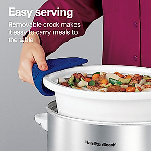 Hamilton Beach 4-Quart Slow Cooker with Dishwasher-Safe Stoneware Crock & Lid, Stainless Steel (33140V)