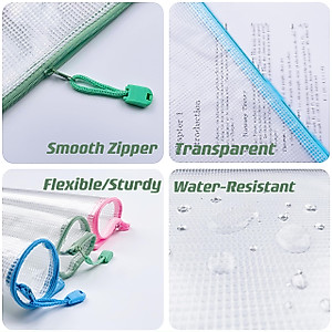 Oaimyy-18 Pcs,3"x 5",Plastic Mesh Zipper Pouch Document Folders Bag Zipper Zip File Folders for Office Supplies, Travel,Organizing Storage (3"x 5" inch, Multicolor)