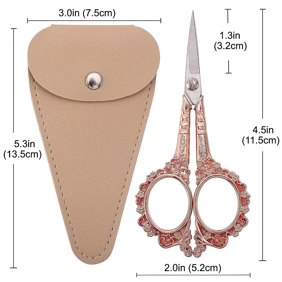 HITOPTY 4.5in Sewing Embroidery Scissors with Sheath, Small Sharp Tip Craft Crochet Scissor for Needlework Cross Stitch Threading Handicraft DIY Tool Rose Gold Shears
