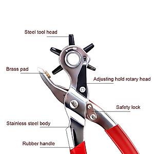 Hole Punch, NEU MASTER Heavy Duty Leather Hole Puncher for Belts, Watch Bands, Straps, Dog Collars, Saddles, Shoes, Fabric, DIY Home or Craft Projects