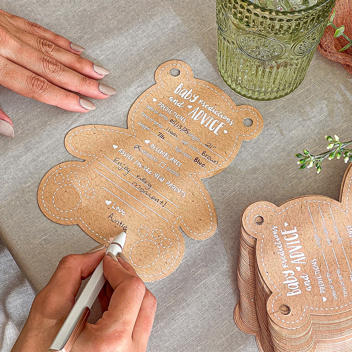 Teddy Bear Baby Shower Prediction Card Book Keepsake, By Kate Aspen Advice Cards, Best Wishes, We Can Bearly Wait Baby Shower Decoration, Gender Neutral Baby Shower Game & Party Activity