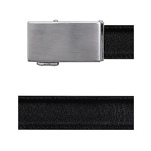 Mission Belt Women's Ratchet Belt - 30mm Platinum Buckle/Black Leather Strap, Medium (Up to 33")