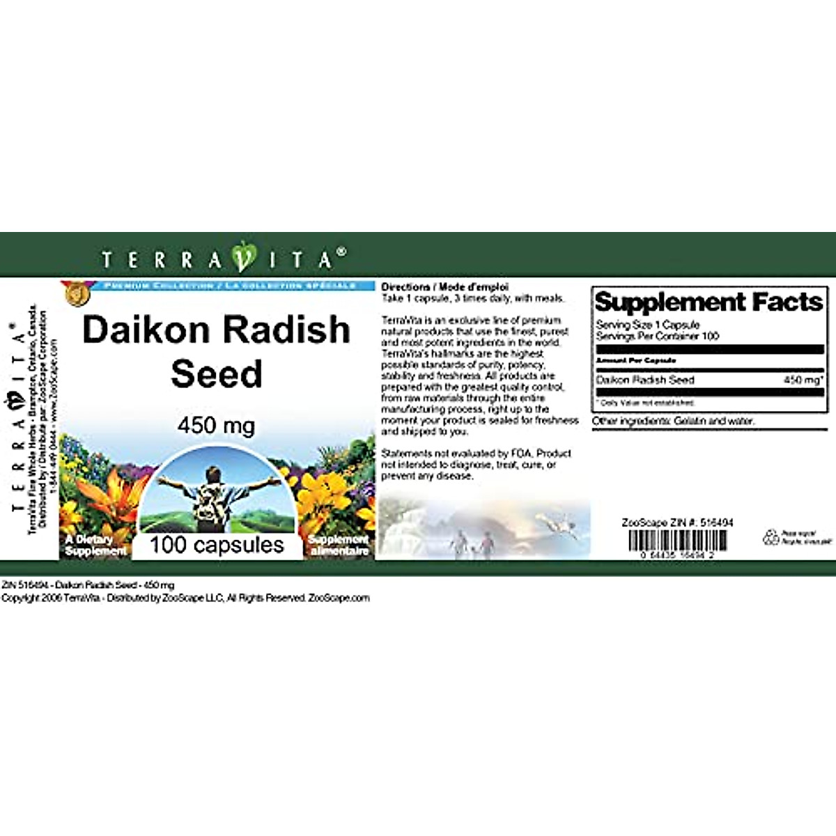 Daikon Radish Seed - 450 mg (100 Capsules, ZIN: 516494) - 2 Pack