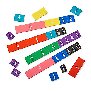 hand2mind Plastic Double-Sided Decimal and Fraction Tiles, Montessori Math Materials, Fraction Manipulatives, Unit Fraction, Fraction Bars Math Manipulatives, Homeschool Supplies (15 Sets of 51)