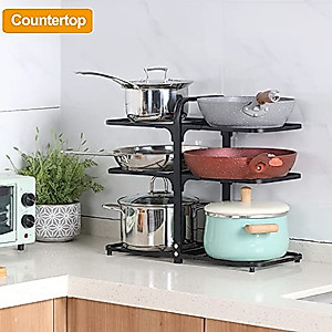 AJSWISH Pots and Pans Organizer for Cabinet, Heavy Duty Pot Organizer Rack for Under Cabinet, Adjustable and Snap-on Pot Rack for Kitchen Organization & Storage (6 Tier)