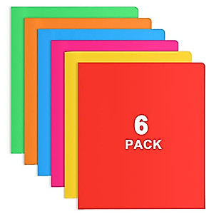 HABGP Plastic Folders with Pockets, 6 Color Heavy Duty Two Pocket Folder Business Card Holder for Office High School