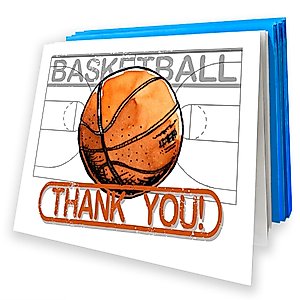 Play Strong Basketball Thank You Note Cards 12-Pack (4.25"x5.5") Illustrated Sports Powercard Note Card Set 12-Pack Perfect for Basketball Players, Coaches, Fans and Fanatics - They'll Love 'Em!