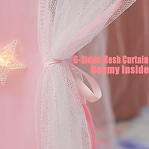 Princess Tent with Star Lights for Girls, Kids Tent Indoor or Outdoor Playhouse Toys, Pink Play Tent, 55" x 53" Castle Gifts for Kids Toddlers 3 4 5 6 7 8 9 10 Years Old