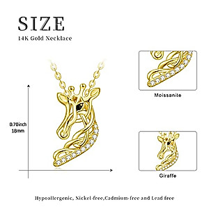 Starsinsky 14K Gold Celtic Knot Giraffe Necklace Pendant Birthday Jewelry Gifts for Women Girlfriend Girls Stocking Stuffers–16+2inch