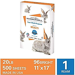 Hammermill Printer Paper, Fore Multipurpose 20 lb Copy Paper, 11 x 17 - 1 Ream (500 Sheets) - 96 Bright, Made in the USA