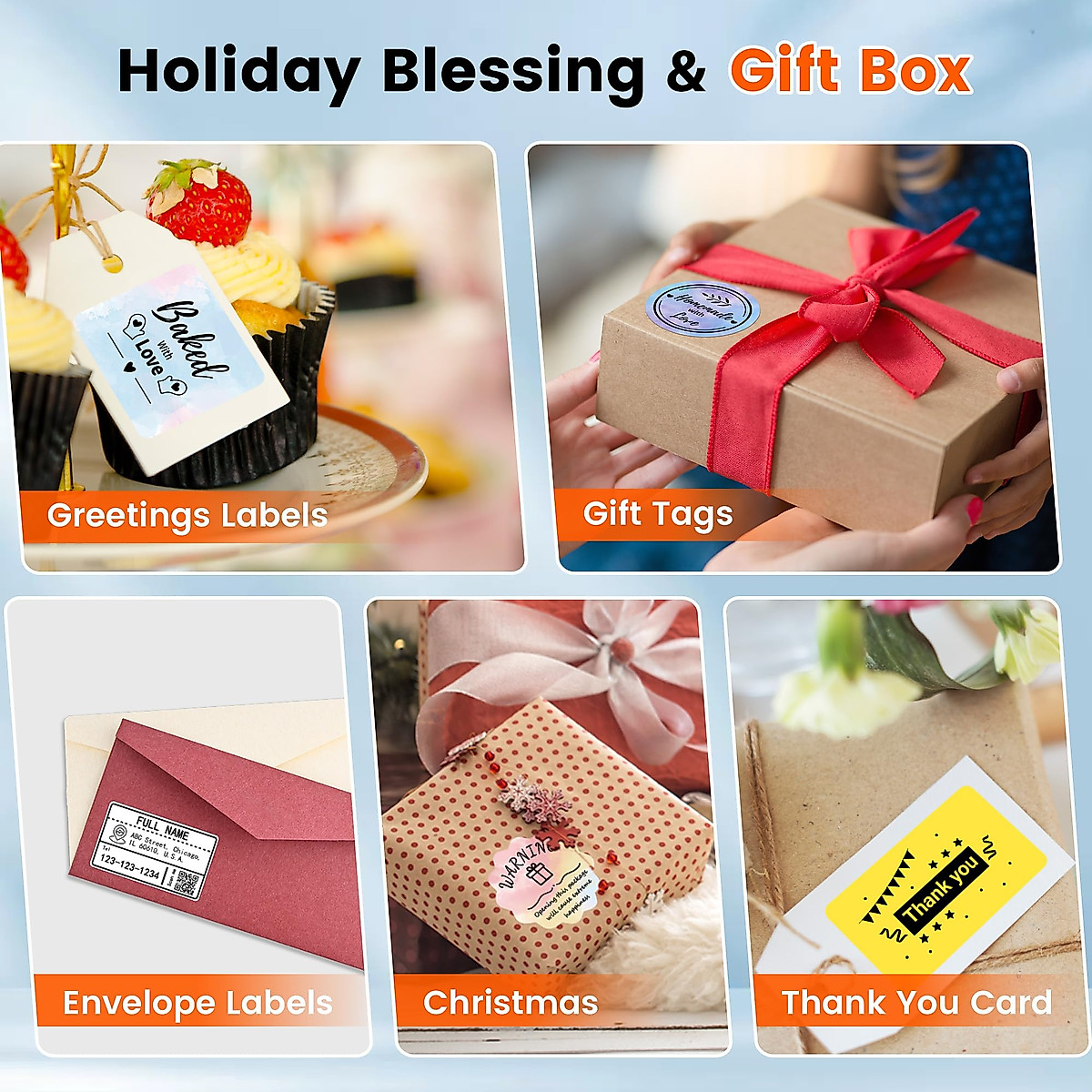 Phomemo M120 Label Maker- Barcode Printer Bluetooth Thermal Label Maker Machine 2 Inch 50mm Barcode Label Printer for Retail, QR Code, Small Business, Compatible with Android, iOS & PC, Black