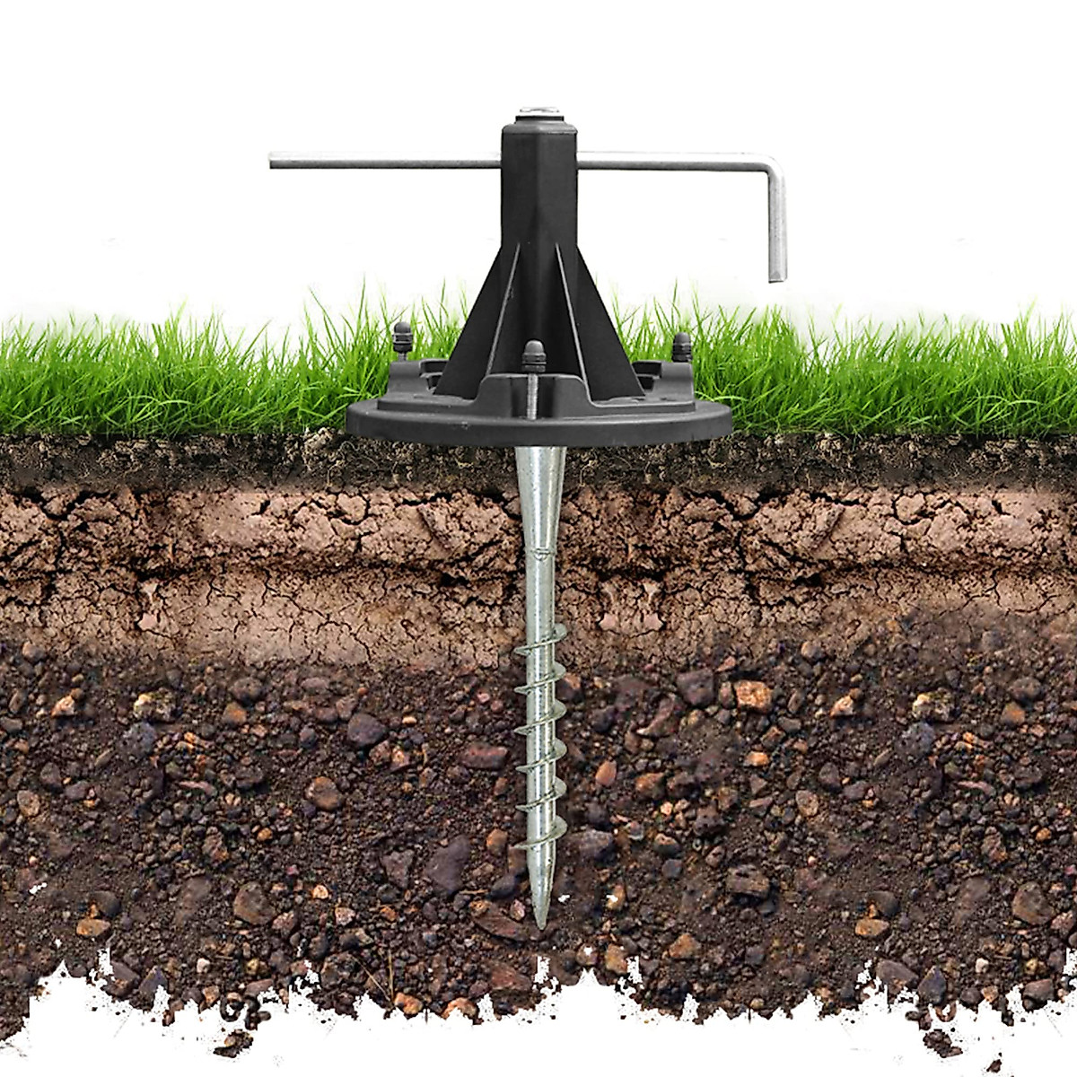 GAMA SONIC GS-3 EZ Ground Anchoring Kit for Single Head Lamp Posts, Black