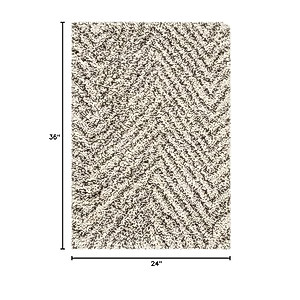 SAFAVIEH Hudson Shag Collection Accent Rug - 2' x 3', Ivory & Grey, Chevron Design, Non-Shedding & Easy Care, 2-inch Thick Ideal for High Traffic Areas in Entryway, Living Room, Bedroom (SGH375A)