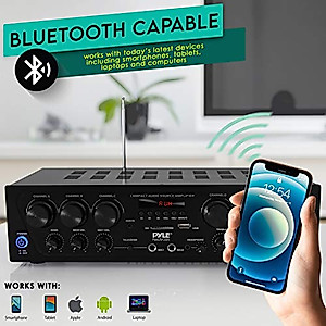 Pyle Bluetooth Home Audio Amplifier System-Upgraded 6 Channel 750 Watt Wireless Home Audio Sound Power Stereo Receiver w/USB, Micro SD, Headphone,2 Microphone Input w/Echo, Talkover for PA - PTA62BT.5