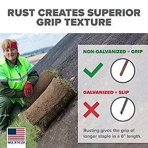 Pinnacle Mercantile USA Made 100 Pack Dissolving Garden Landscape Staples Weed Barrier Fabric Stakes 6 inch Pins Sod Staple 11 Gauge Steel