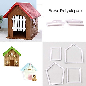 DaNaRaa Plastic Mini House Bamboo Fence Pennant Cookie Cutters Cakecup Decoration Fondant Molds Tools(8 Pieces)