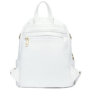 KKXIU Convertible Mini Leather Backpack Purse For Women and Teen Girls Small Quilted Daypack with Colorful Strap (A-white)