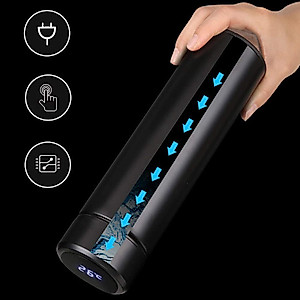 Insulated Bottles, 500ml Stainless Steel Thermal Mug Double Wall Vacuum Flasks with LED Display Vacuum Flasks with Lid for Home Office Kitchen Outdoor(black)