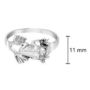AeraVida Incredible Leaping 3D Tree Frog .925 Sterling Silver Band Ring (8)