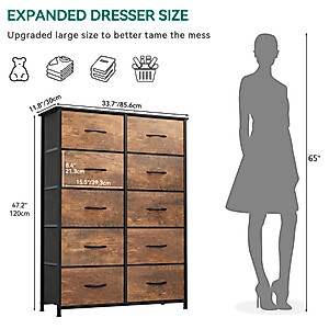 YITAHOME 10 Drawer Dresser - Fabric Storage Tower, Organizer Unit for Bedroom, Living Room, Hallway, Closets