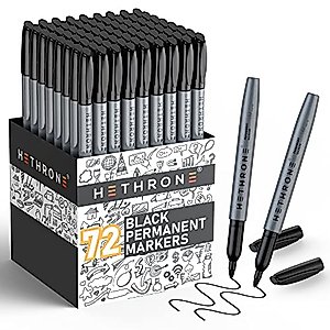 Hethrone Permanent Markers, 72 Pack Black Markers Set for Home, School and Office