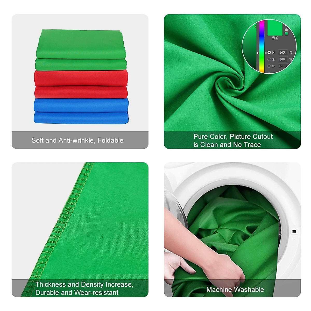 Small Green Screen Backdrops Photo Background for Photography, PULUZ 3.3ft×6.6ft Cloth Greenscreen Background Kit Washable Curtain with 4 Clamps for Photoshoot YouTube Video Recording